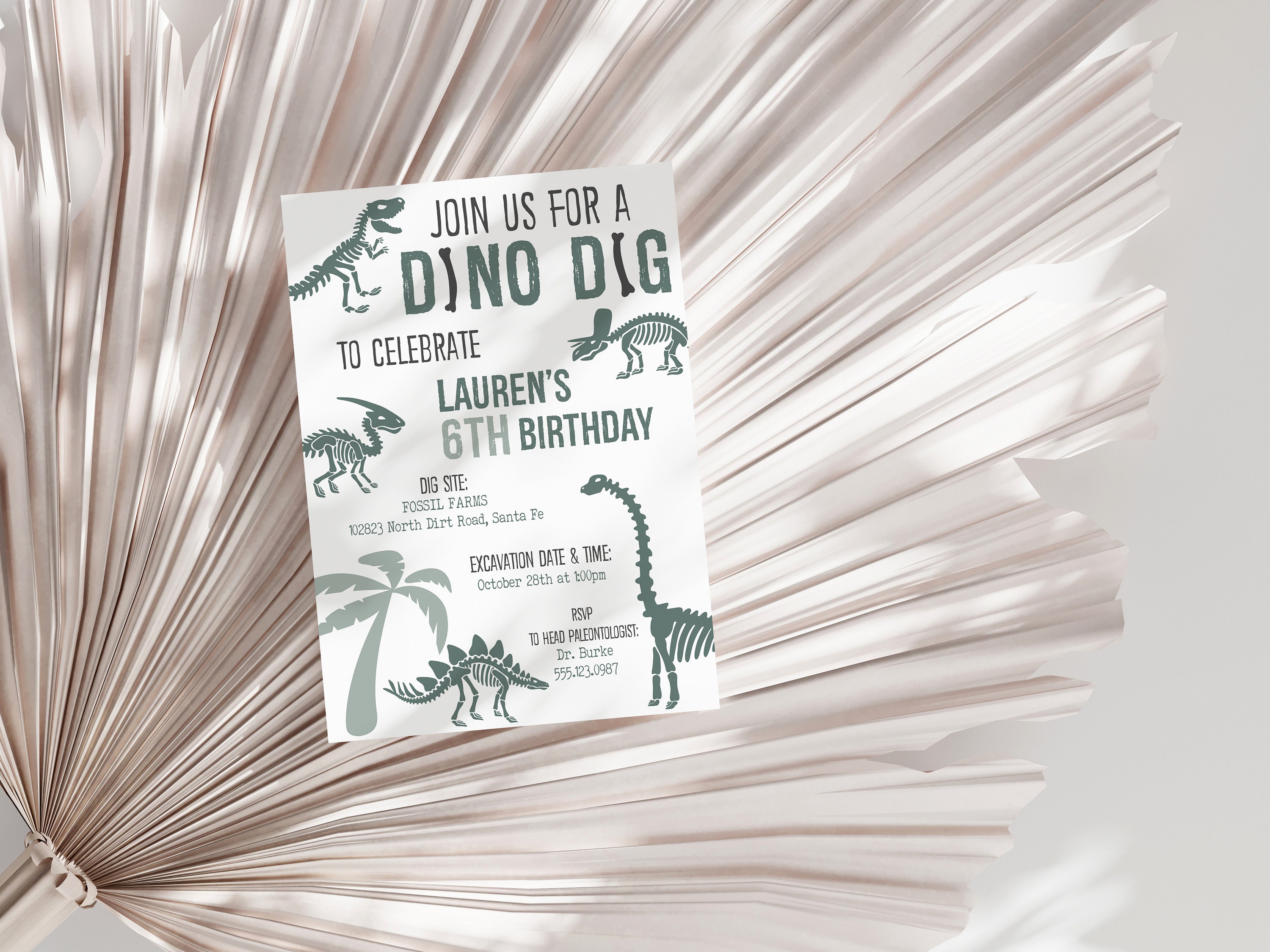 Editable Paleontologist Birthday Party | Dinosaur Excavation Party ...