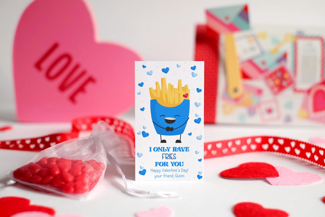 Editable Fries Valentines for Boys Valentine Gift Tags Printable Only ...