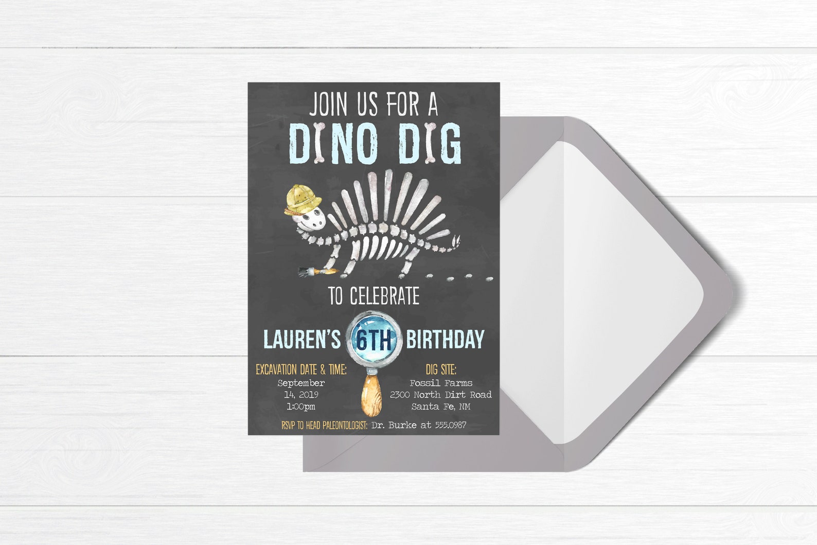 Editable Dinosaur Birthday Invitation | Dinosaur Excavation Party ...
