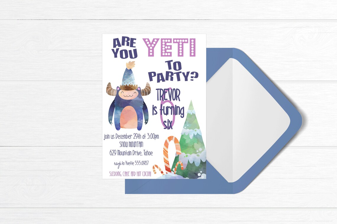 Editable Yeti Birthday Invitation for Instant Digital Download ...