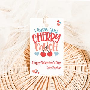 Editable Cherry Valentines Gift Tag Girl Valentine Classroom Gift Tag ...