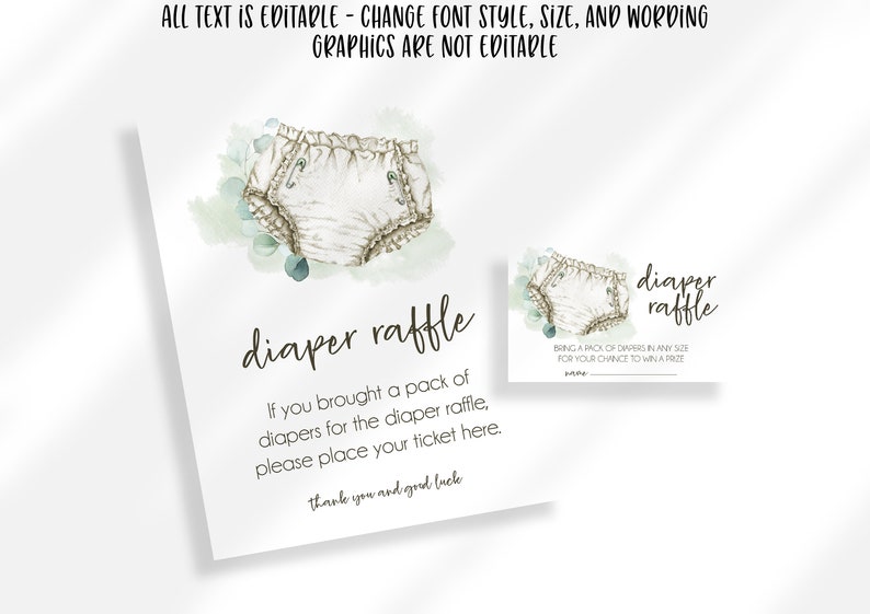 Editable Diaper Raffle Game Printable Baby Shower Diaper Raffle Insert ...