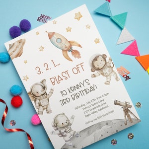 Editable Space Birthday Invitation | Astronaut Birthday Invitation ...