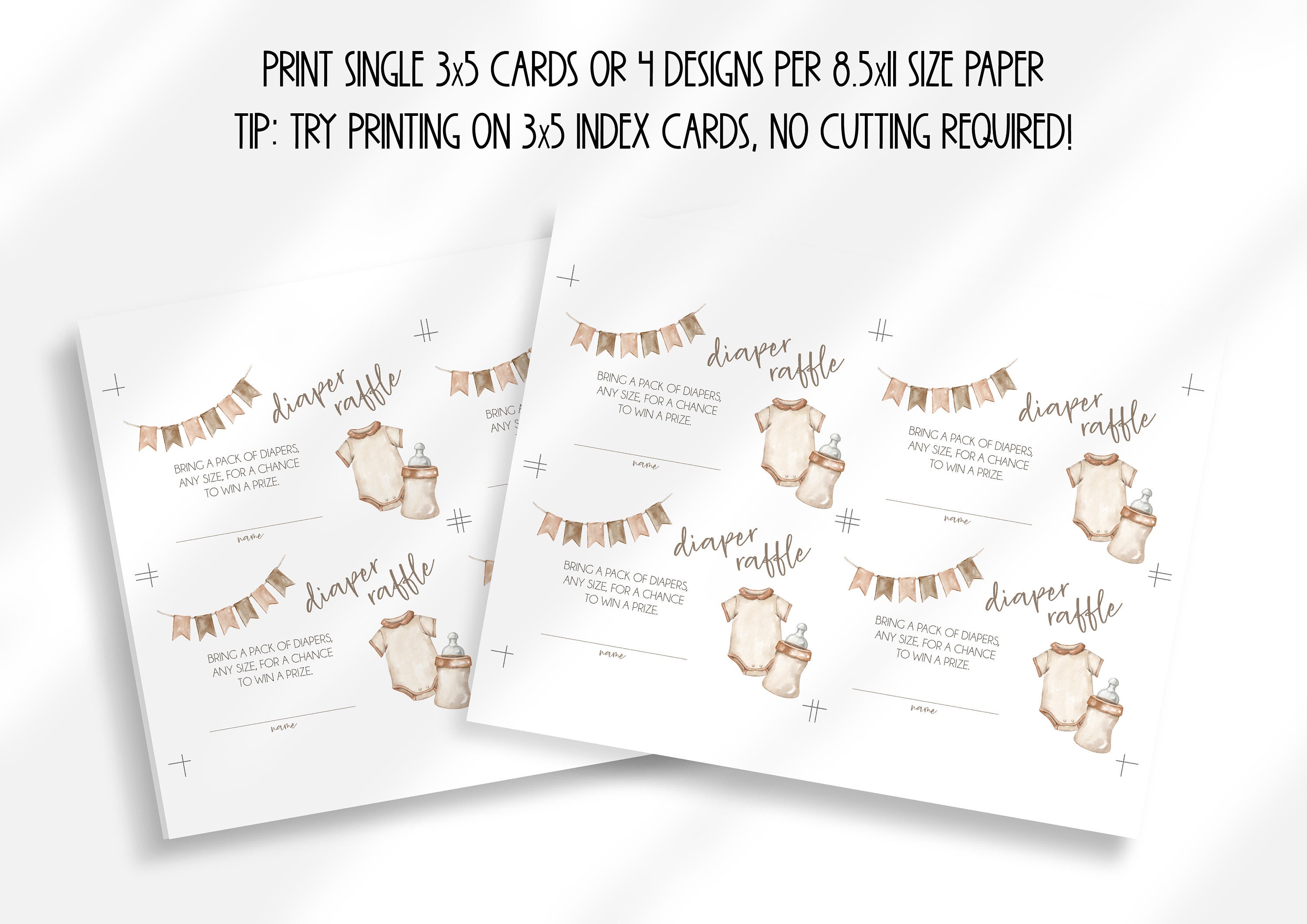 Diaper Raffle Entry Ticket Printable, Gender Reveal Diaper Shower Games ...