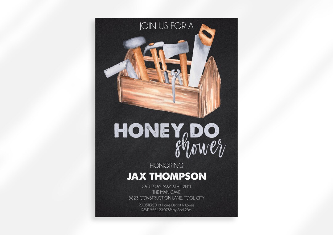 Editable Honey Do Shower Invitation | Groom Shower Invitation | Man ...