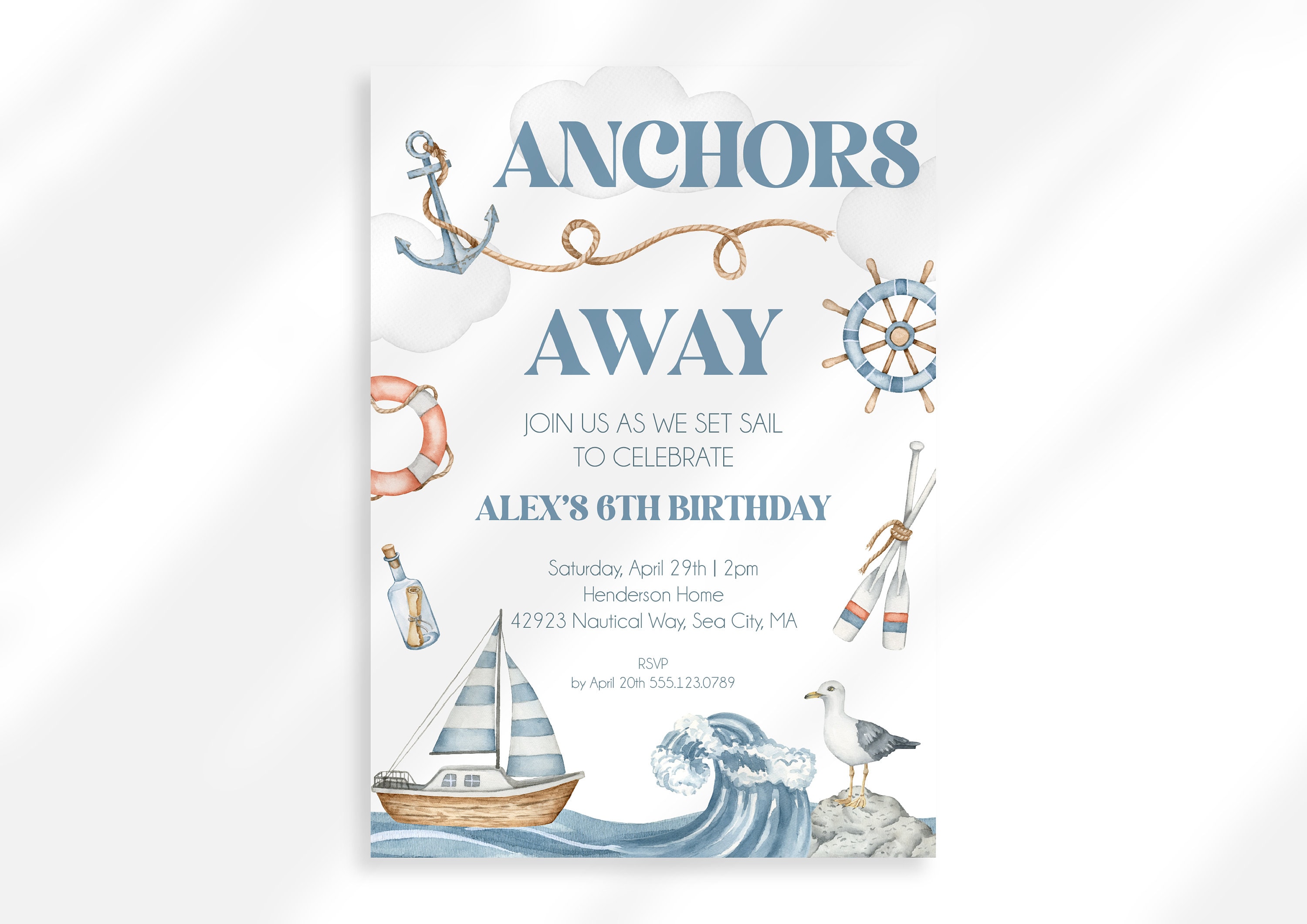 Editable Nautical Birthday Party Invitation Sail Boat - Etsy