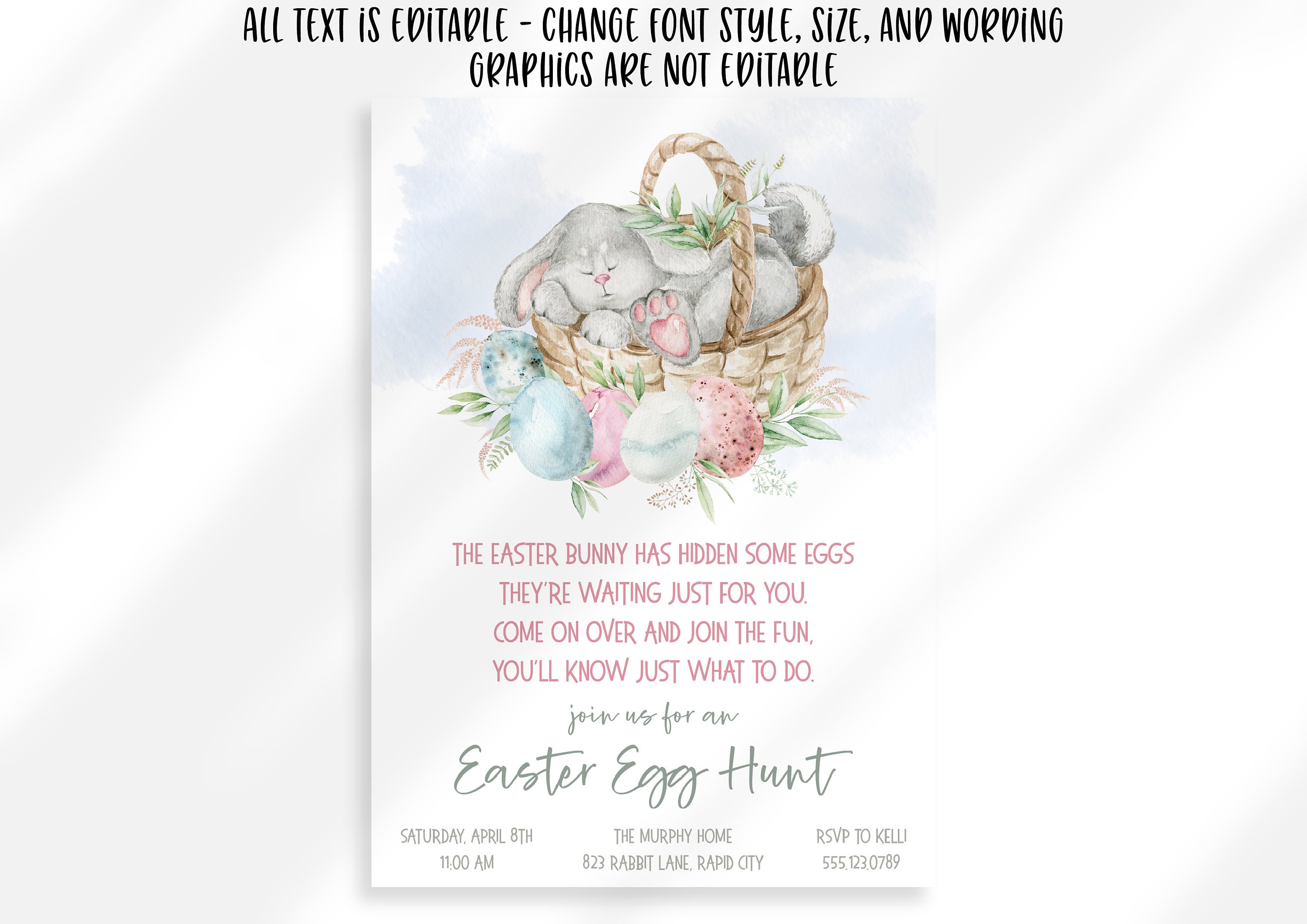 Editable Easter Egg Hunt Invitation Template Easter Egg Hunt Invite ...