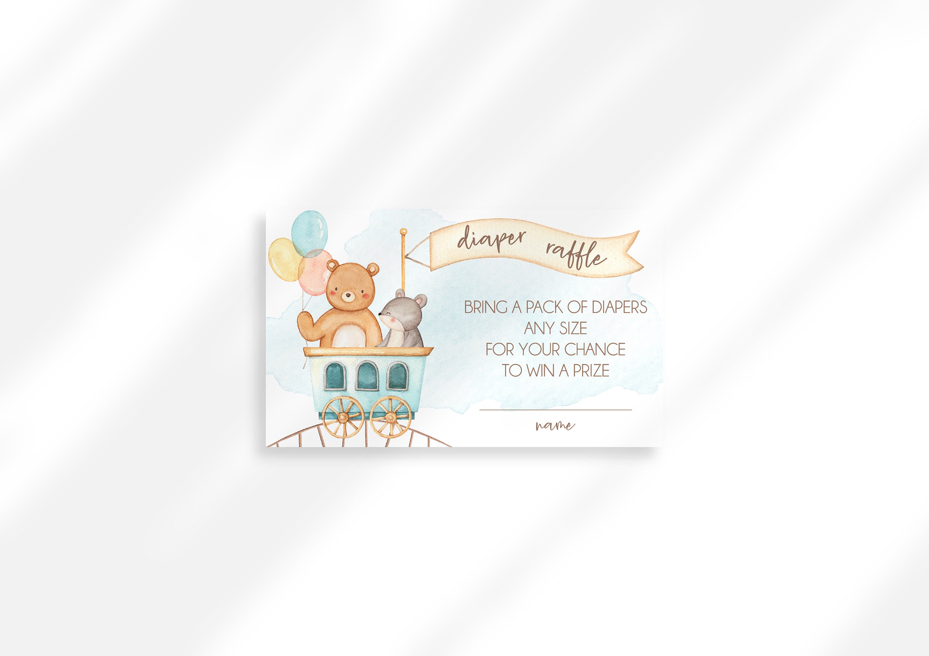 Editable Train Baby Shower Diaper Raffle Tickets Printable Card for ...