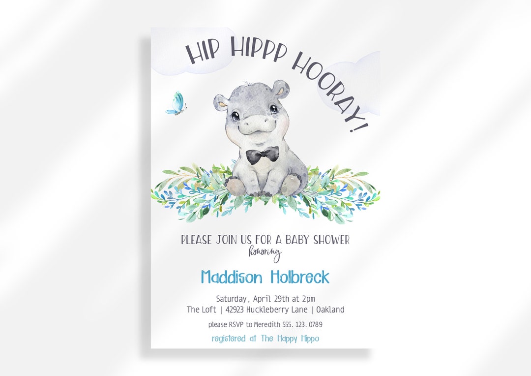 Editable Hip Hip Hooray Baby Shower Invitation Instant Digital Download ...