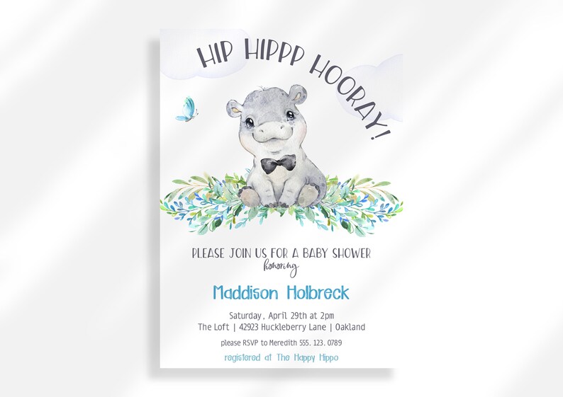 Editable Hip Hip Hooray Baby Shower Invitation Instant Digital Download ...