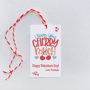 Editable Cherry Valentines Gift Tag Girl Valentine Classroom Gift Tag ...