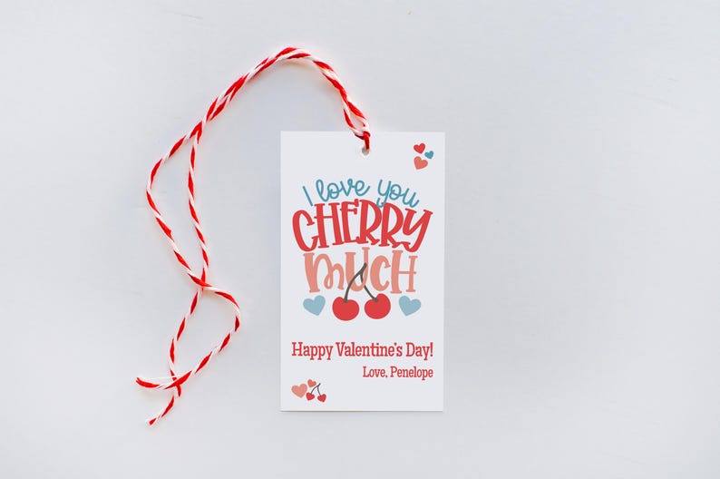 Editable Cherry Valentines Gift Tag Girl Valentine Classroom Gift Tag ...