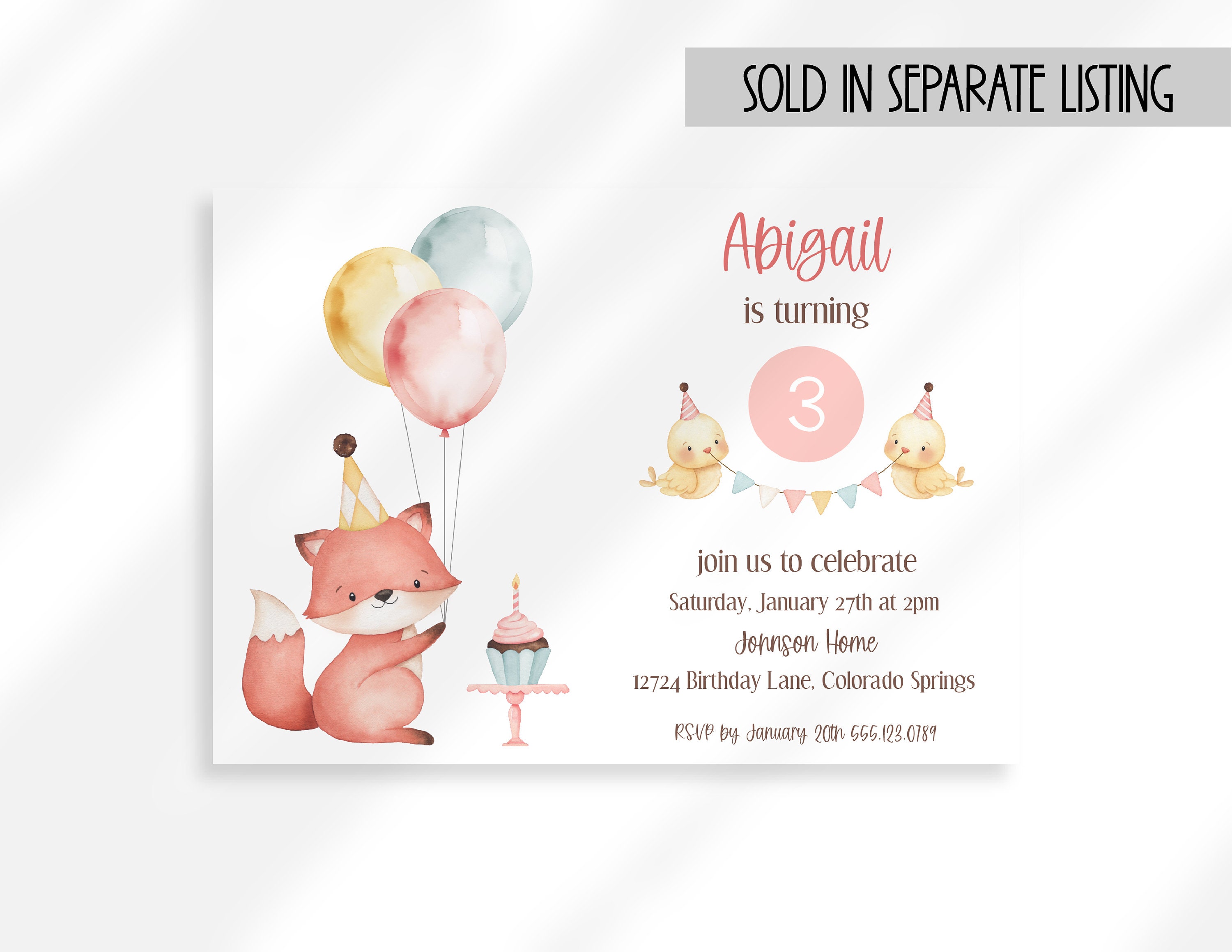 Editable Fox Birthday Invitation for Boys Animal Birthday Party Party ...