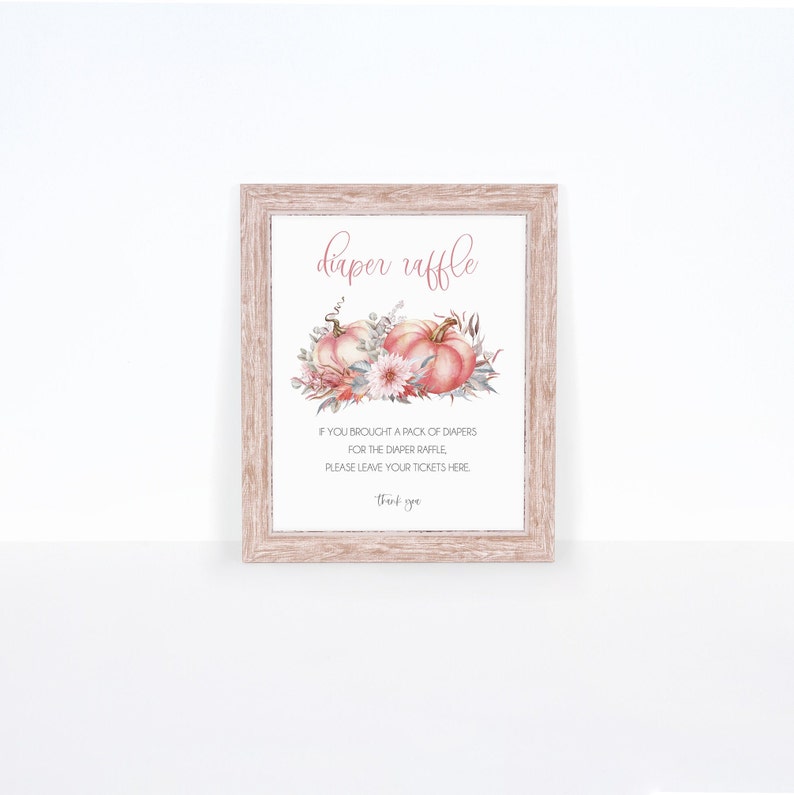 Editable Pink Fall Pumpkin Diaper Raffle Tickets Printable Baby Shower ...