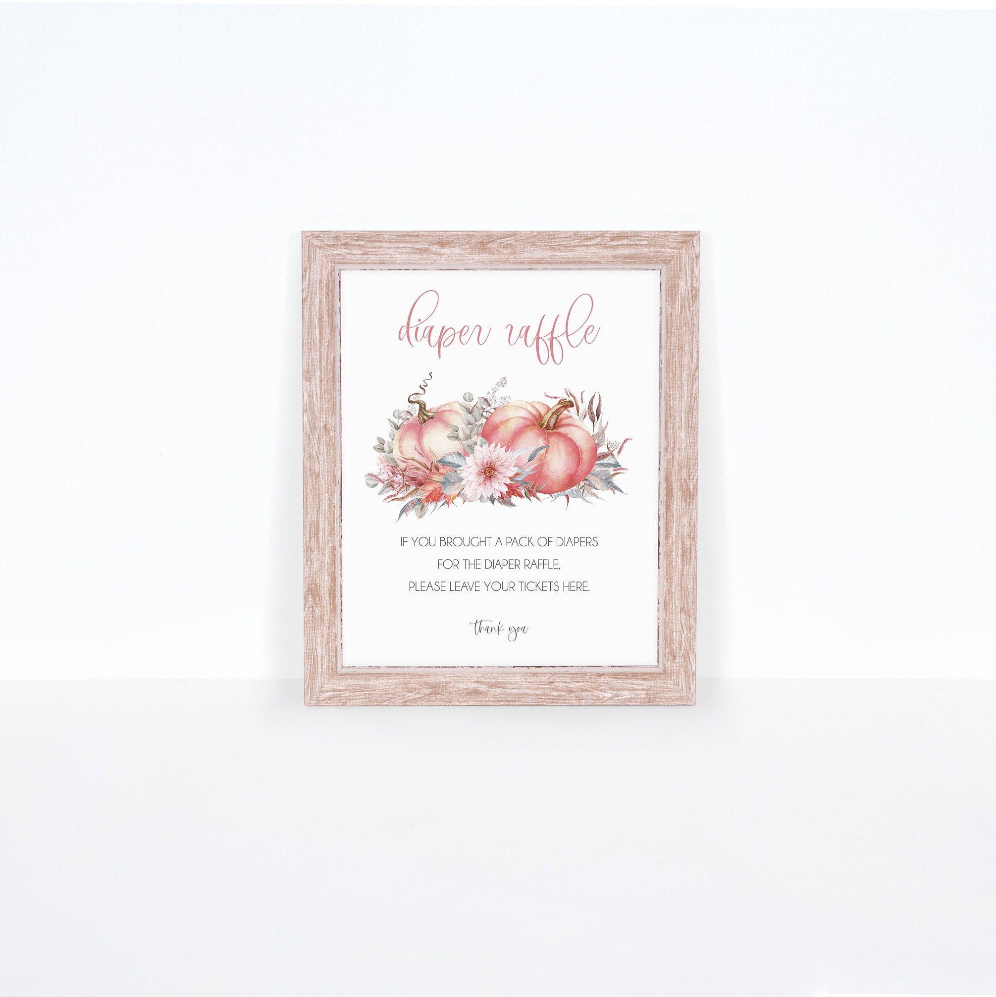 Editable Pink Fall Pumpkin Diaper Raffle Tickets Printable | Baby ...