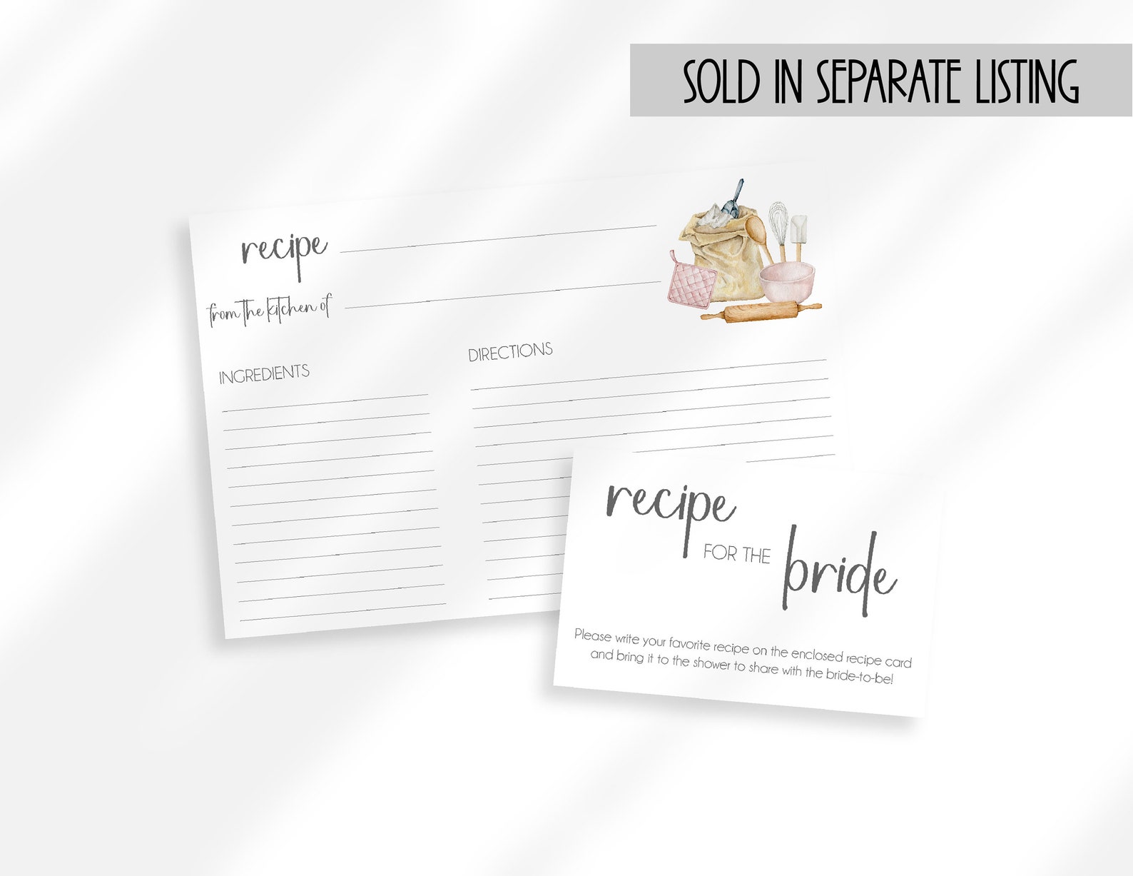 Minimalist Recipe Card Template 4x6 | Kitchen Bridal Shower Recipe ...