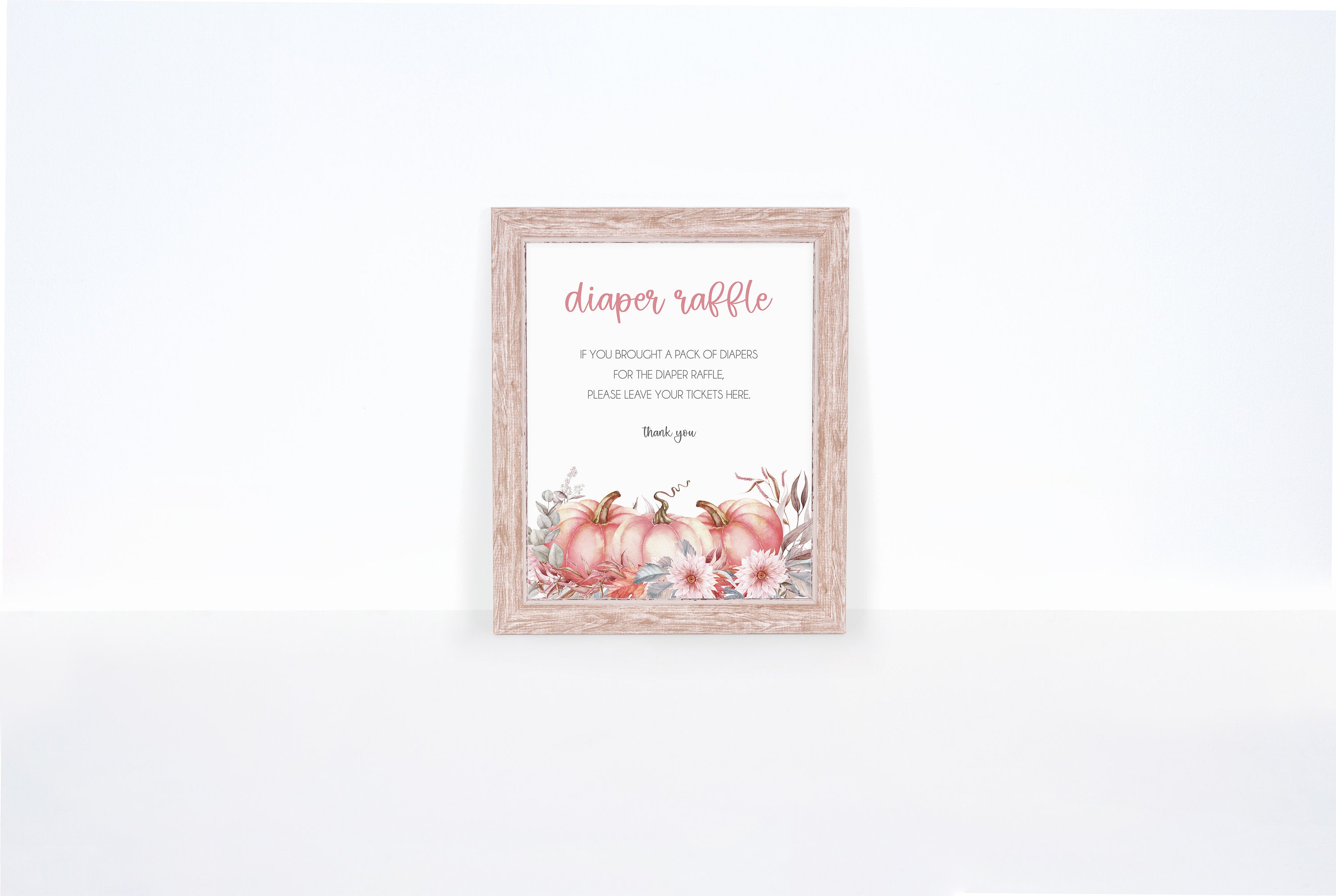 Editable Pink Fall Pumpkin Diaper Raffle Tickets Printable Baby Shower ...