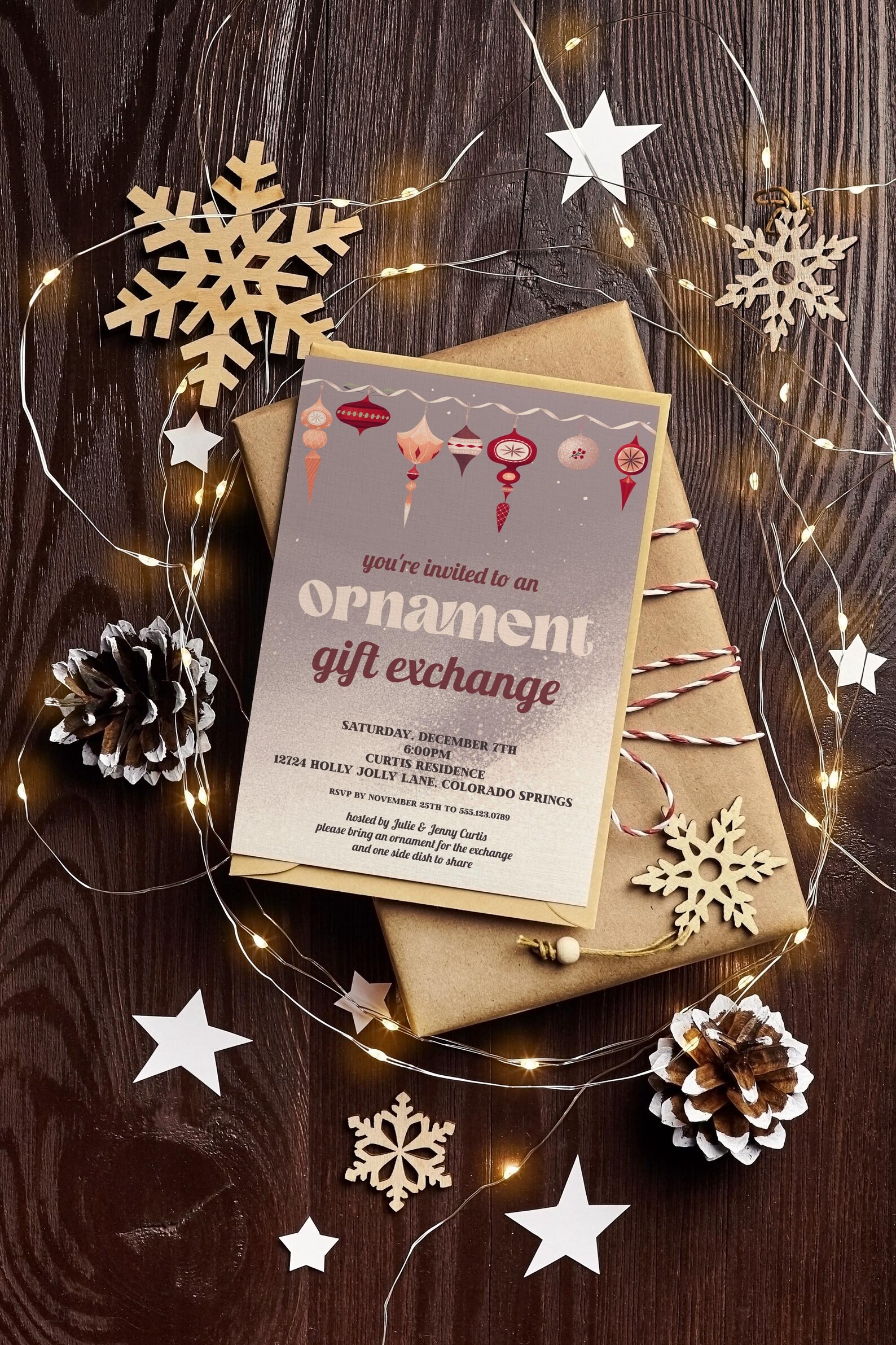 Editable Holiday Ornament Exchange Party Invitation | Gift Exchange ...