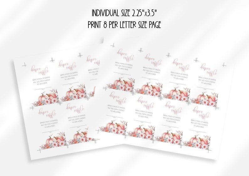 Editable Pink Fall Pumpkin Diaper Raffle Tickets Printable Baby Shower ...