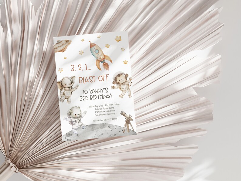 Editable Space Birthday Invitation | Astronaut Birthday Invitation ...