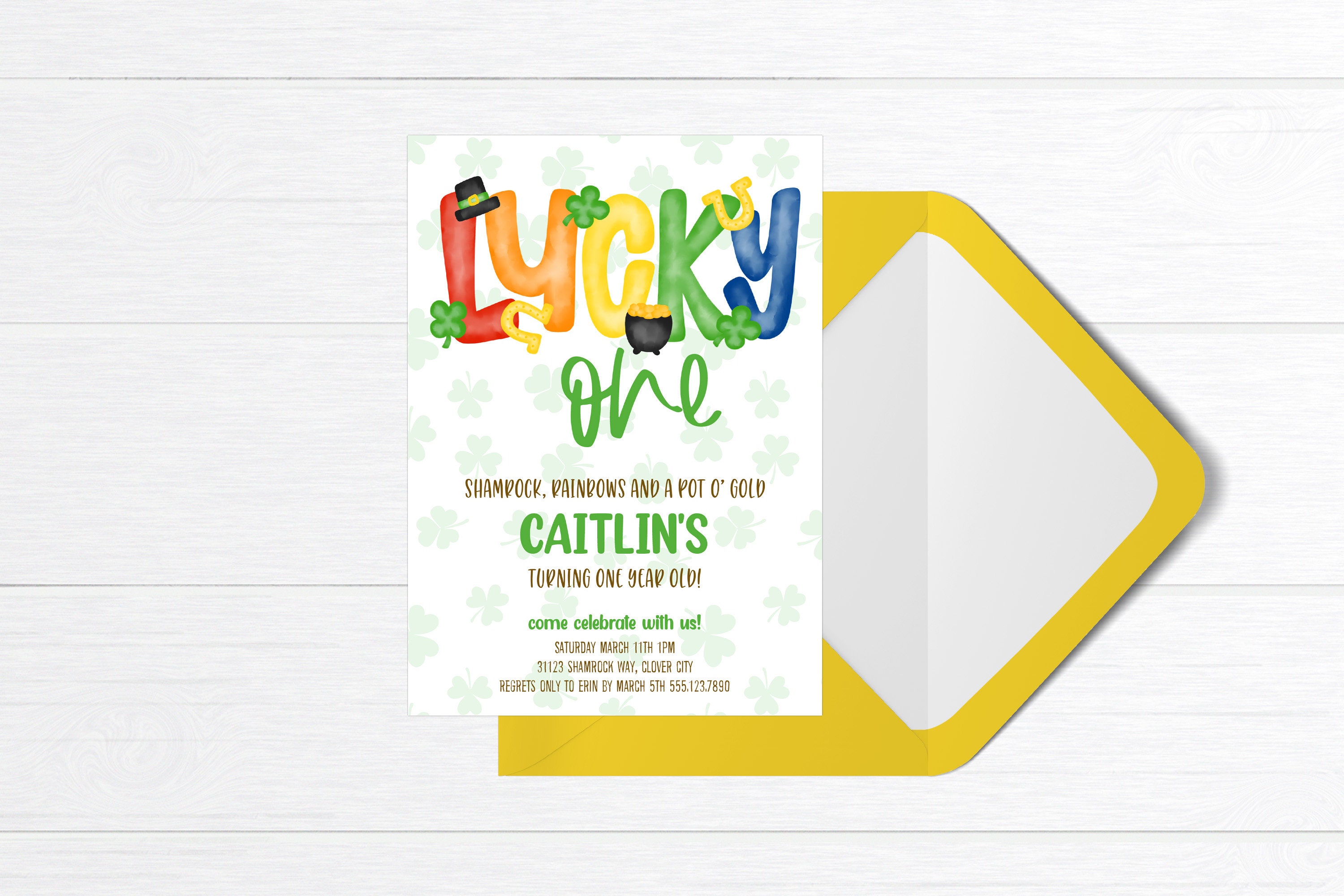 St Patricks Day 1st Birthday Invitation Editable, Lucky One Birthday ...