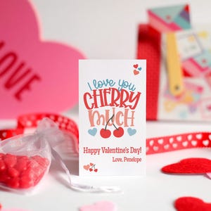 Editable Cherry Valentines Gift Tag Girl Valentine Classroom Gift Tag ...