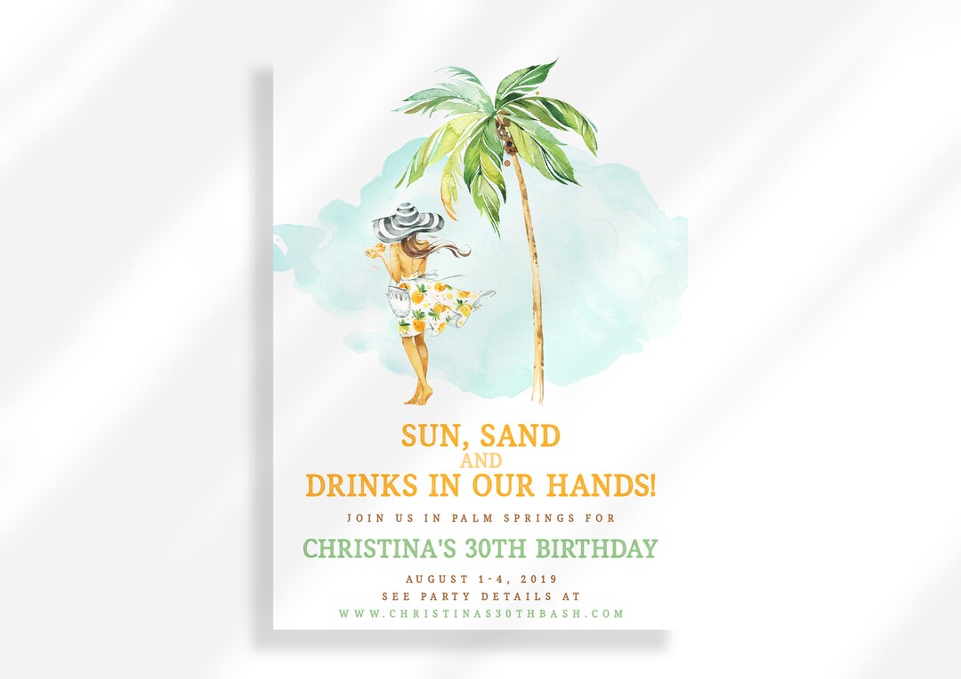 Editable Destination Birthday Invitation | Beach Trip Invite Girls ...