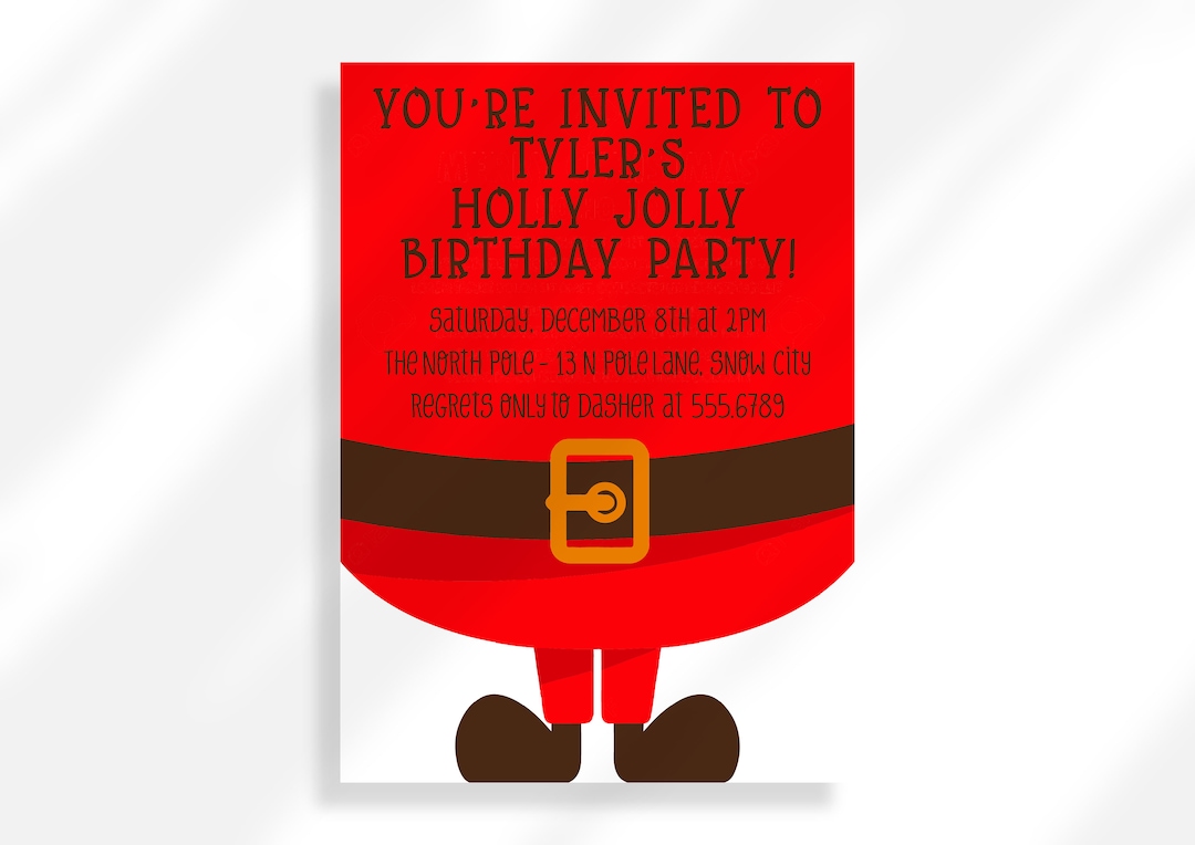 Editable Holly Jolly Birthday Invitation for Instant Digital Download ...