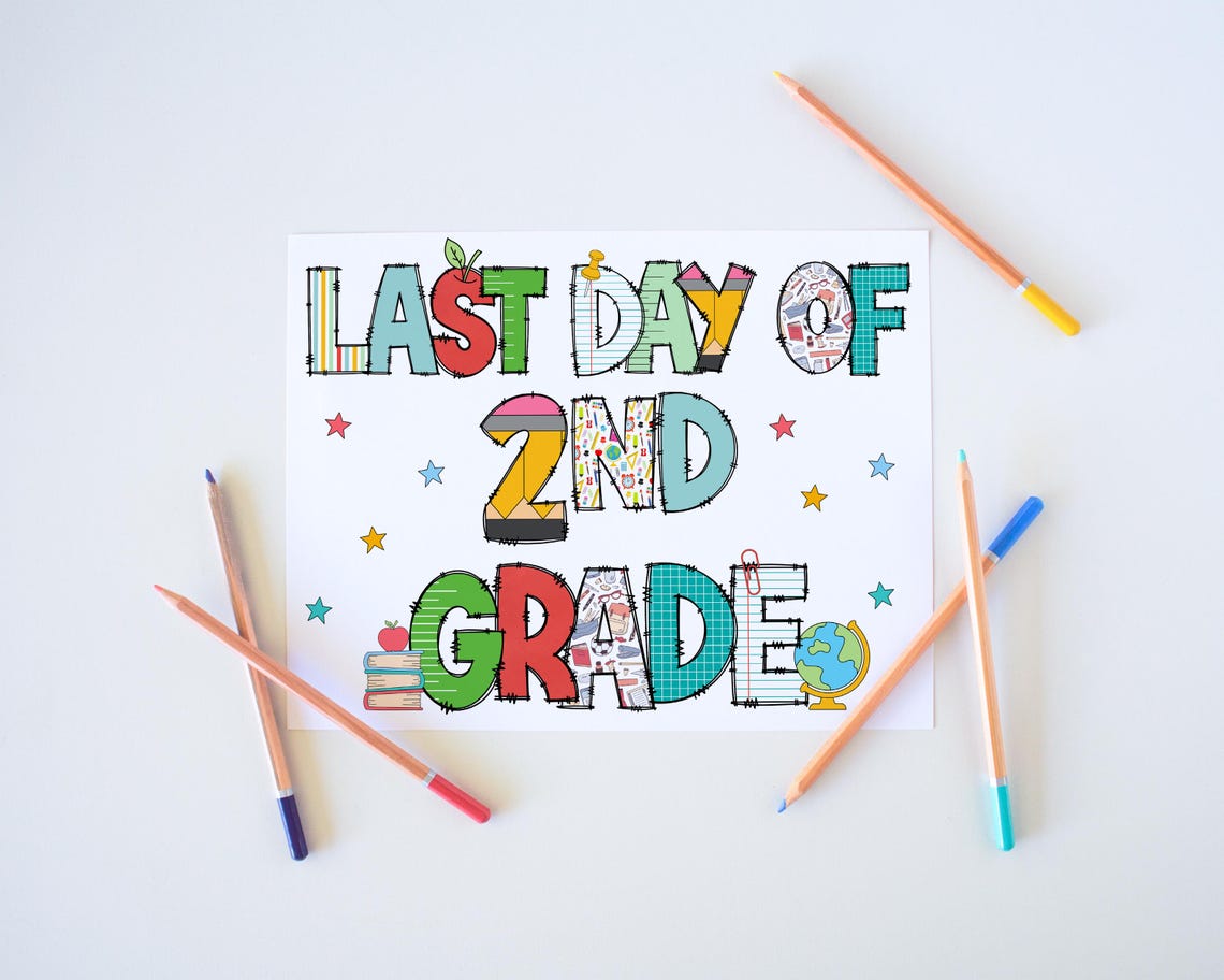 Last Day of 2nd Grade Sign, Autograph Sign Digital Download, End of ...