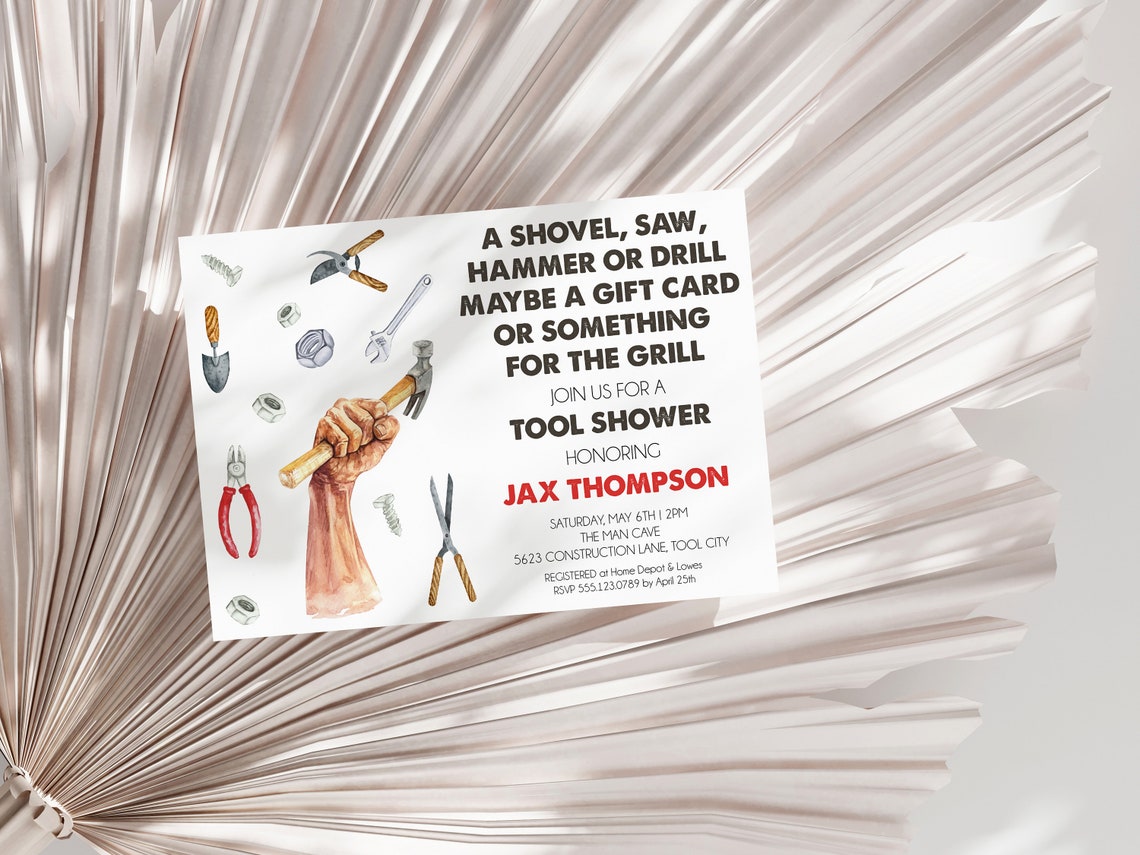 Editable Man Tool Shower Invitation | Groom Shower Invitation | Man ...