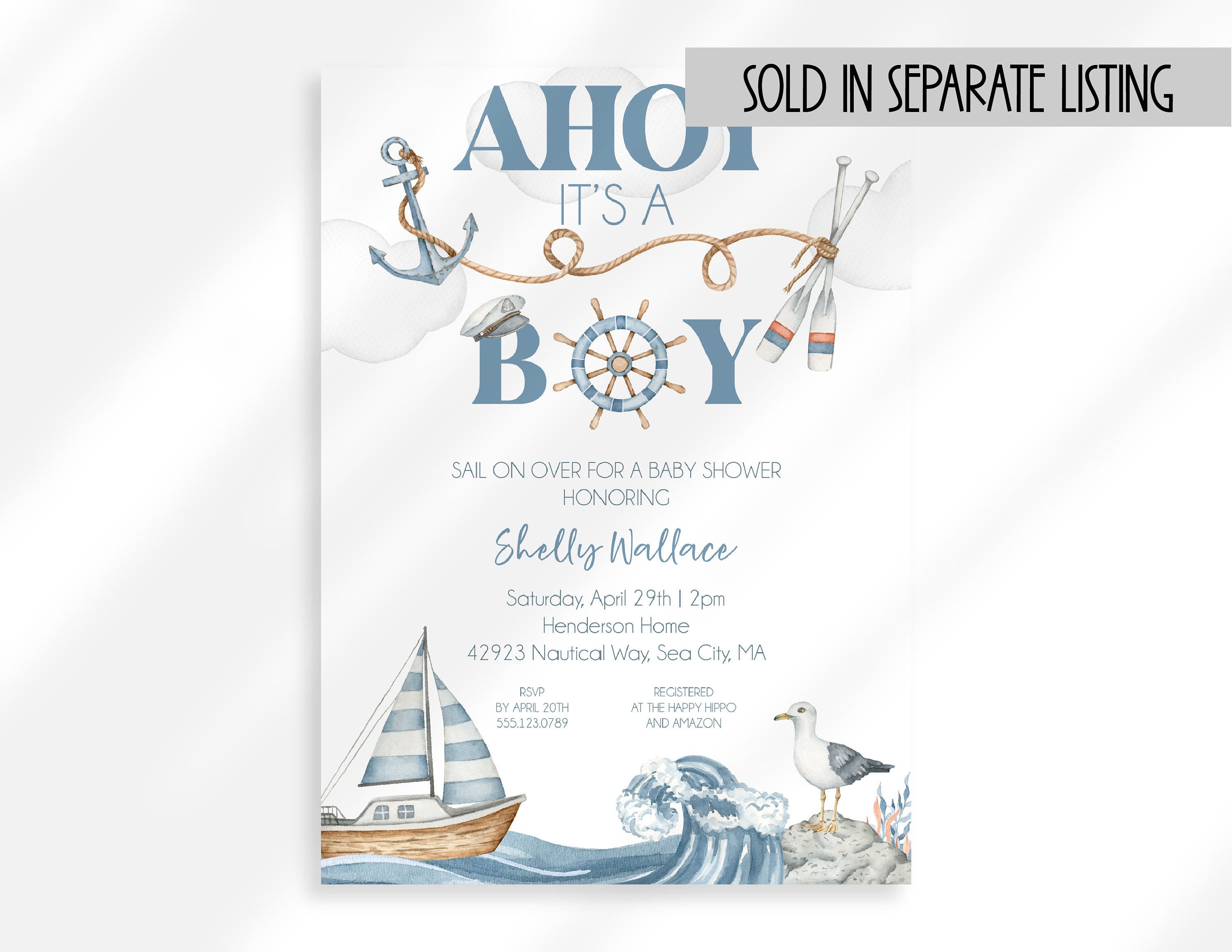Editable Nautical Baby Shower Invitation Instant Download Nautical ...
