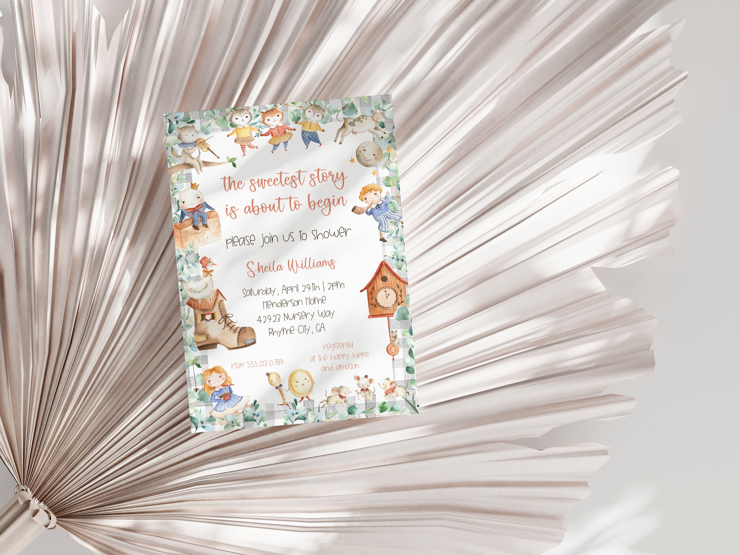 Editable Nursery Rhyme Baby Shower Invitation | Mother Goose Baby ...