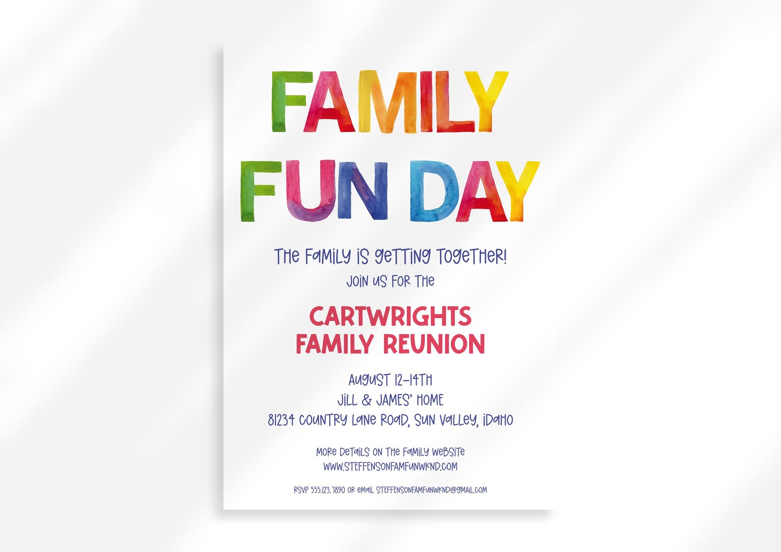 Family Fun Day Flyers Editable Family Reunion Invitation Template ...