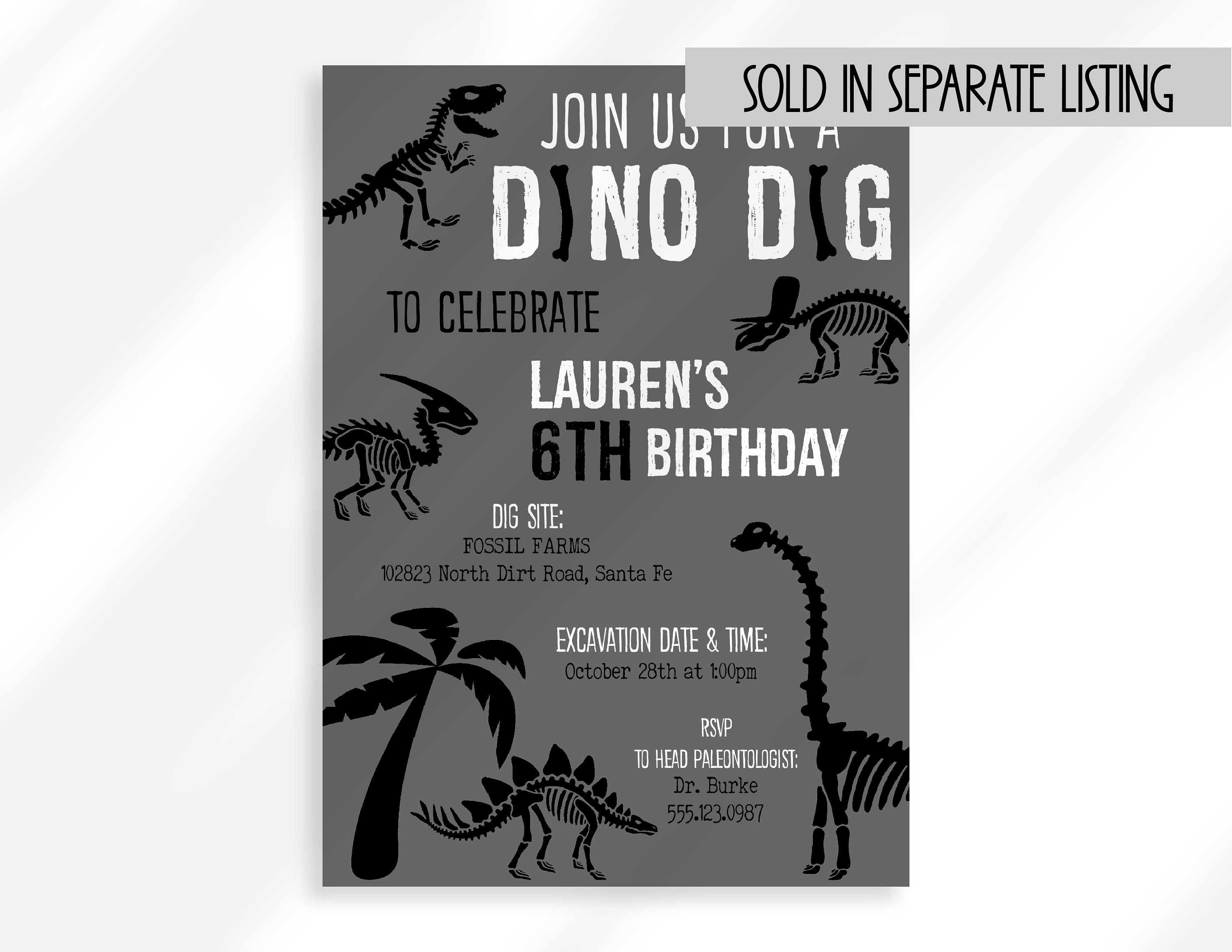 Editable Paleontologist Birthday Party | Dinosaur Excavation Party ...