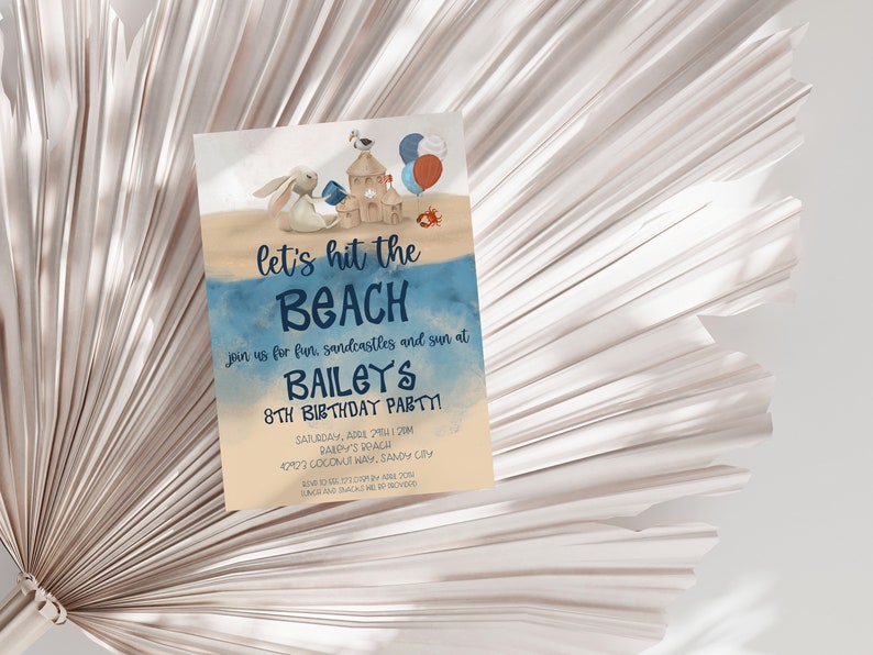 Editable Beach Party Invitation Template | Beach Invite Printable ...