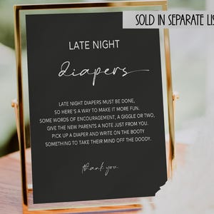 Late Night Diapers Sign Baby Shower Late Night Diapers for Girl and Boy ...