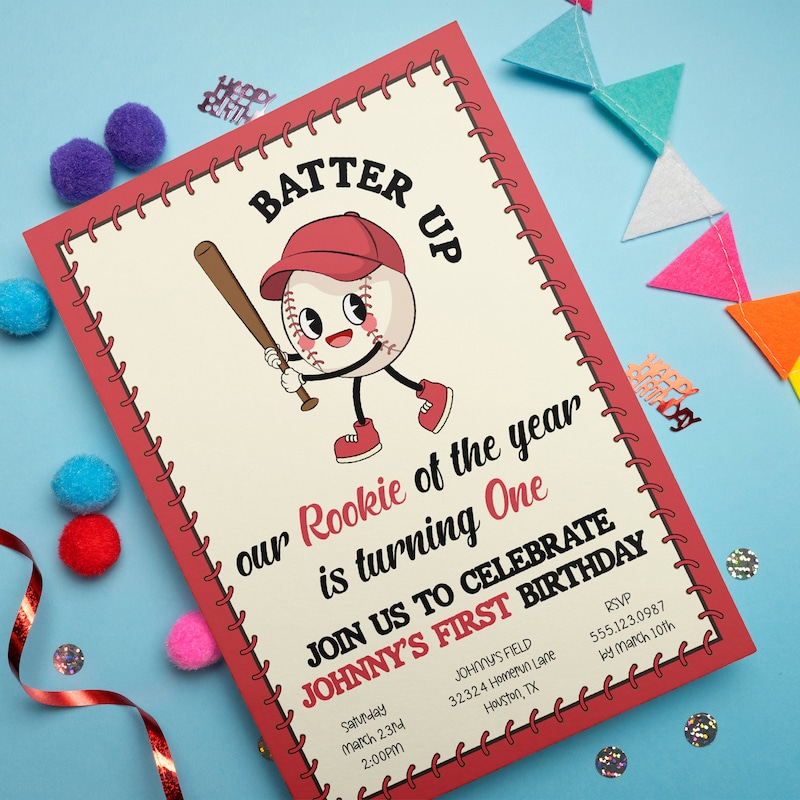 Batter up 1st Invitation - Etsy