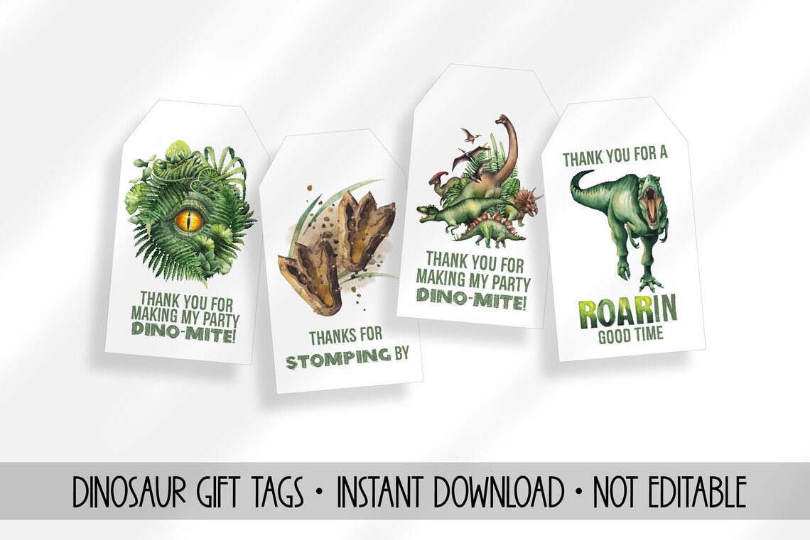 Dinosaur Thank You Favor Tags | T-rex Birthday | Instant Download | NOT ...