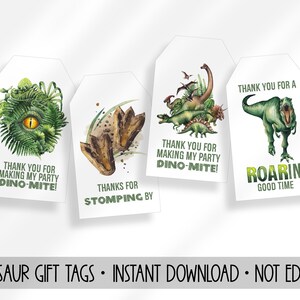 Dinosaur Thank You Favor Tags | T-rex Birthday | Instant Download | NOT ...