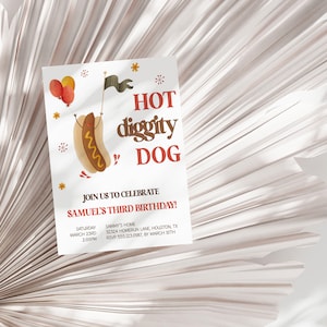 Editable Hot Dog Birthday Invitation Template | Retro Hot Dog Party ...