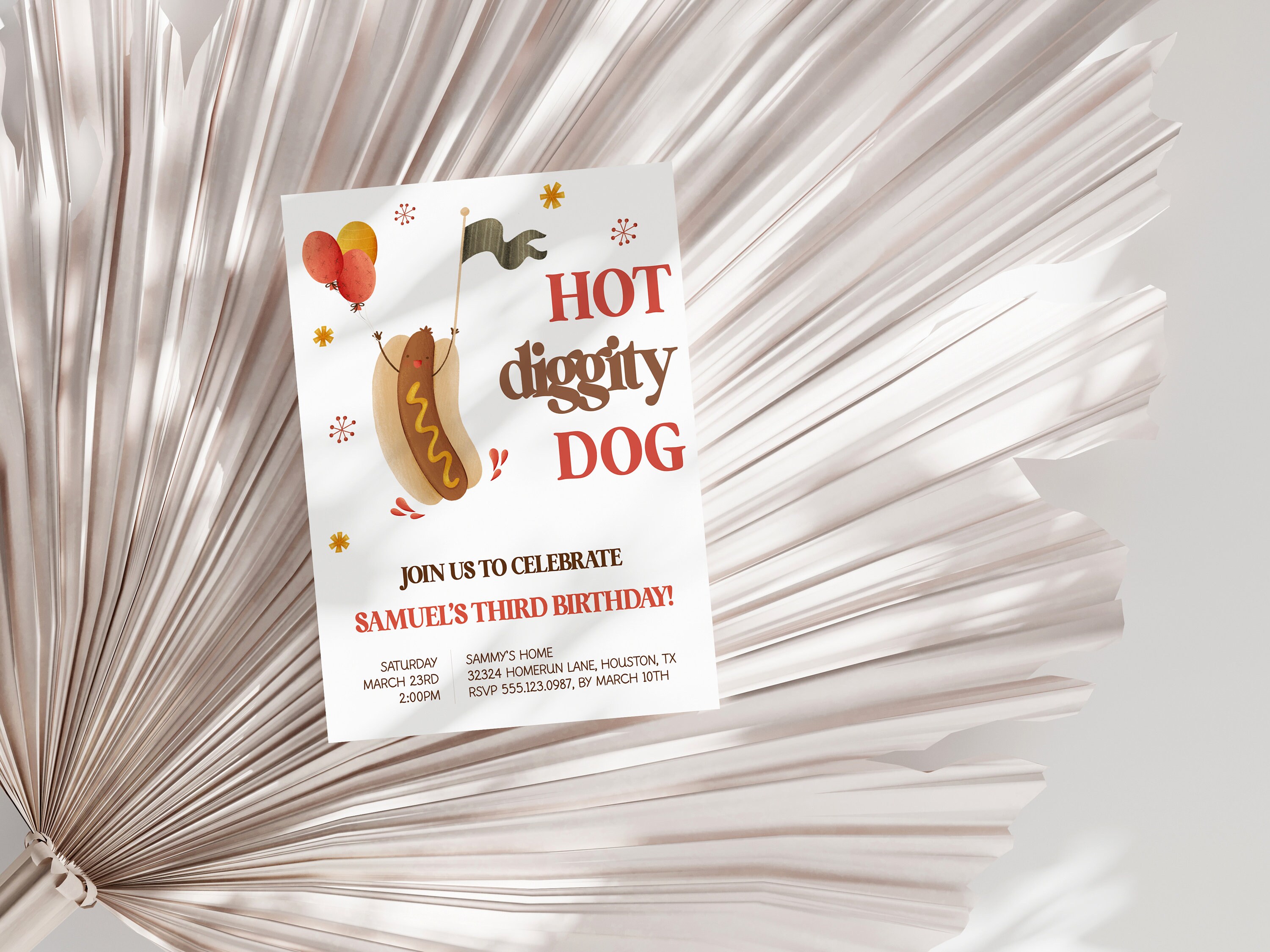 Editable Hot Dog Birthday Invitation Template | Retro Hot Dog Party ...