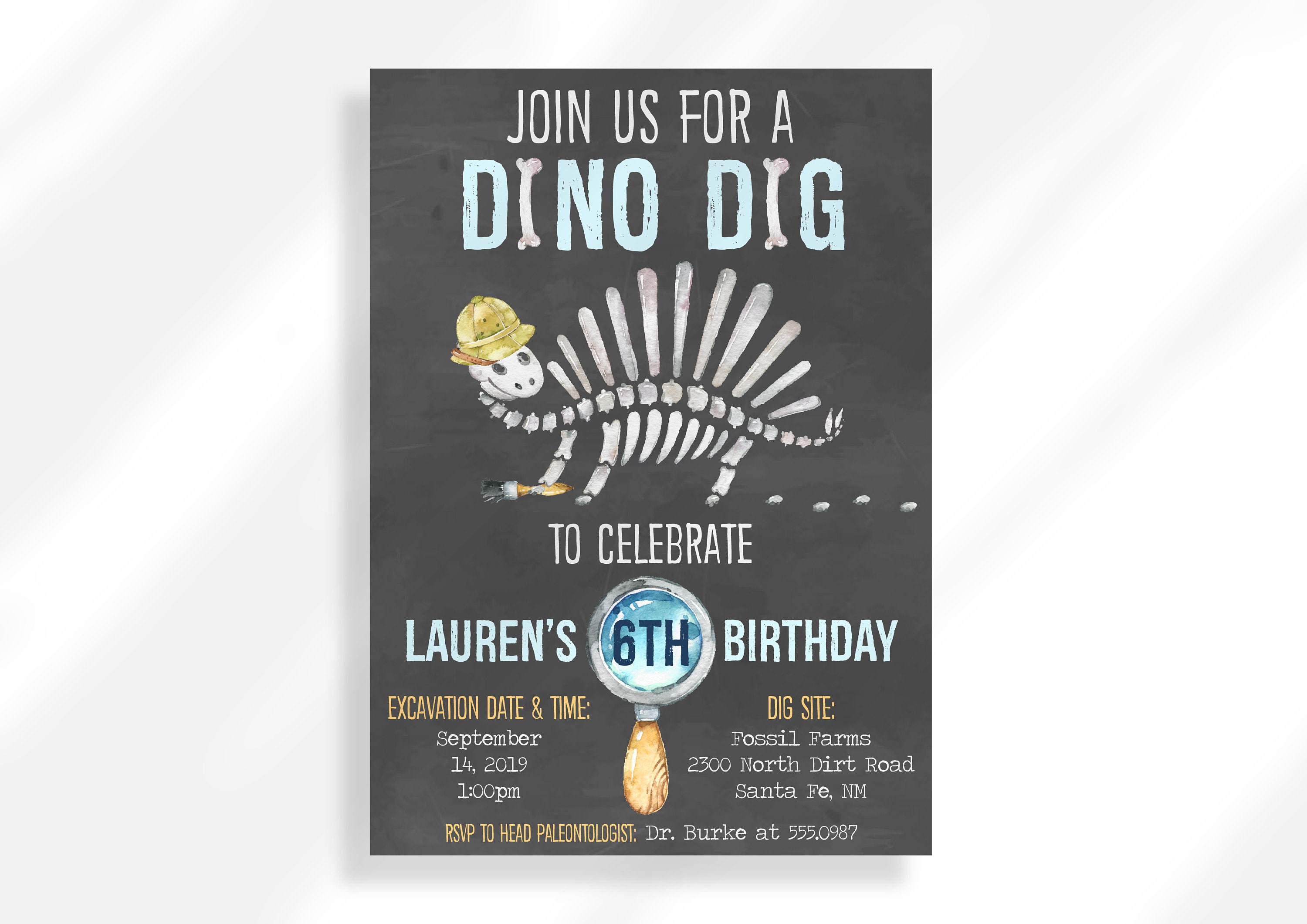 Editable Dinosaur Birthday Invitation | Dinosaur Excavation Party ...