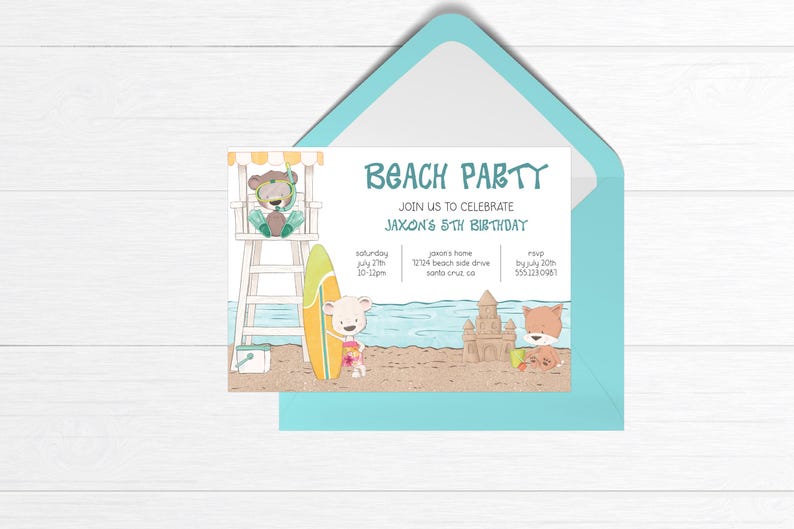 Editable Beach Party Invitation Template Lets Celebrate Beach Invite ...