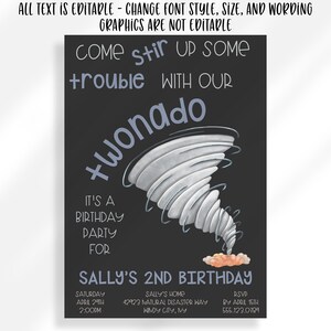Editable Twonado Birthday Invitation Instant Digital Download | Second ...