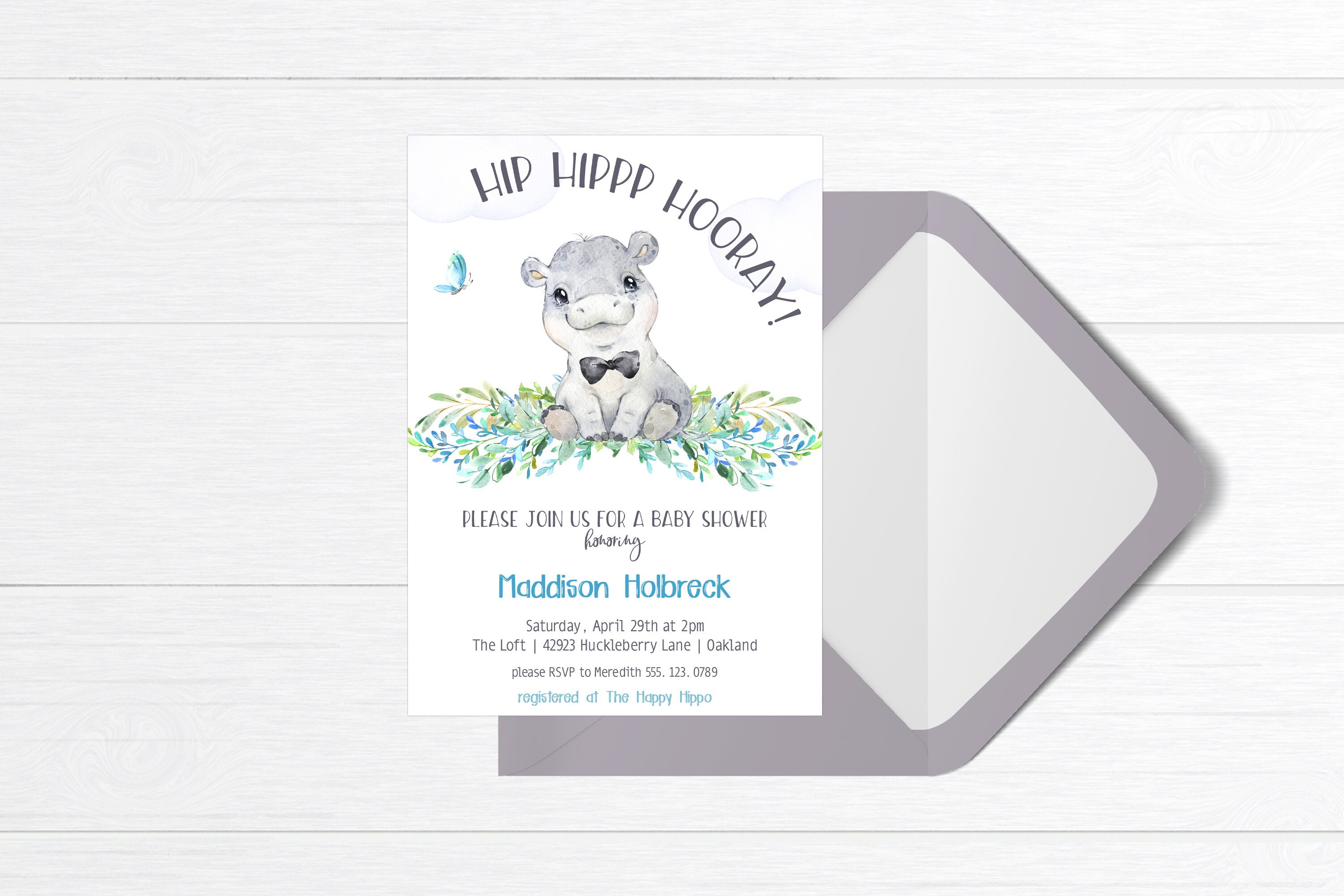 Editable Hip Hip Hooray Baby Shower Invitation Instant Digital Download ...