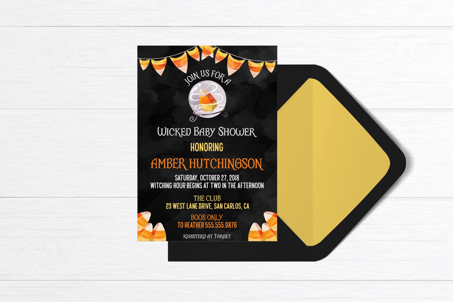Editable Halloween Baby Shower Printable Invitation Template | Candy ...