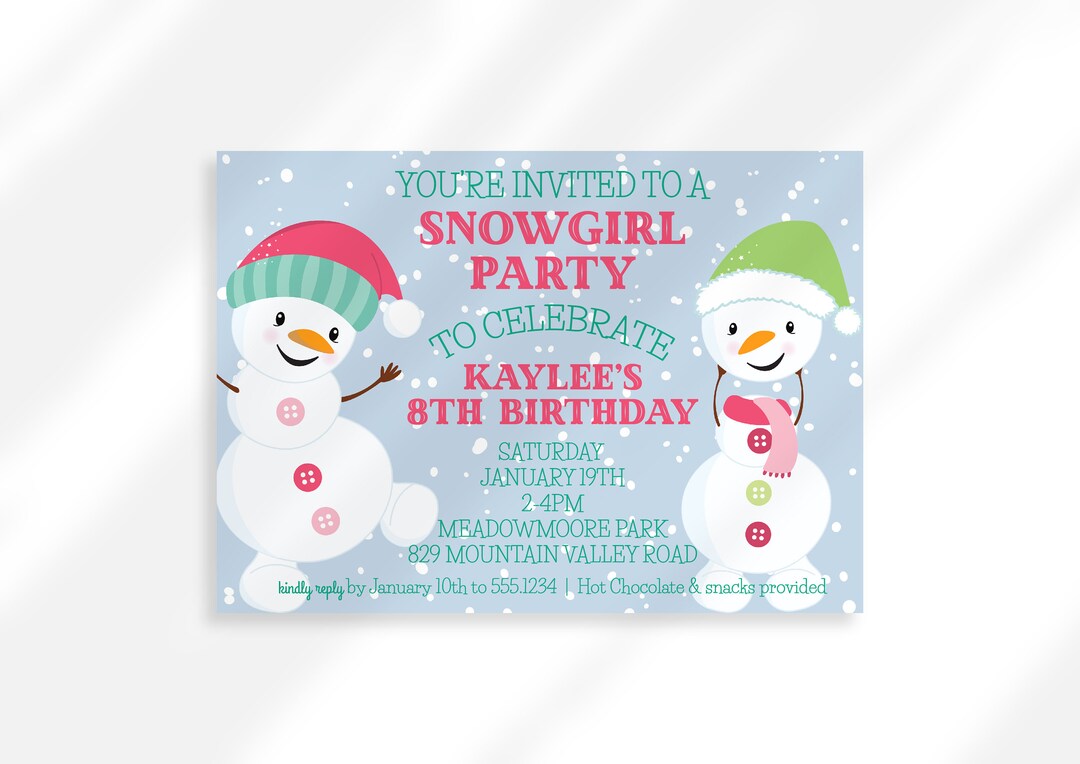 Editable Winter Birthday Invitation for Girl Instant Download | Snow ...