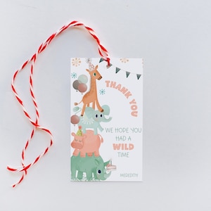 Editable Animal Birthday Thank You Tag Party Animals Favor Tags Wild ...