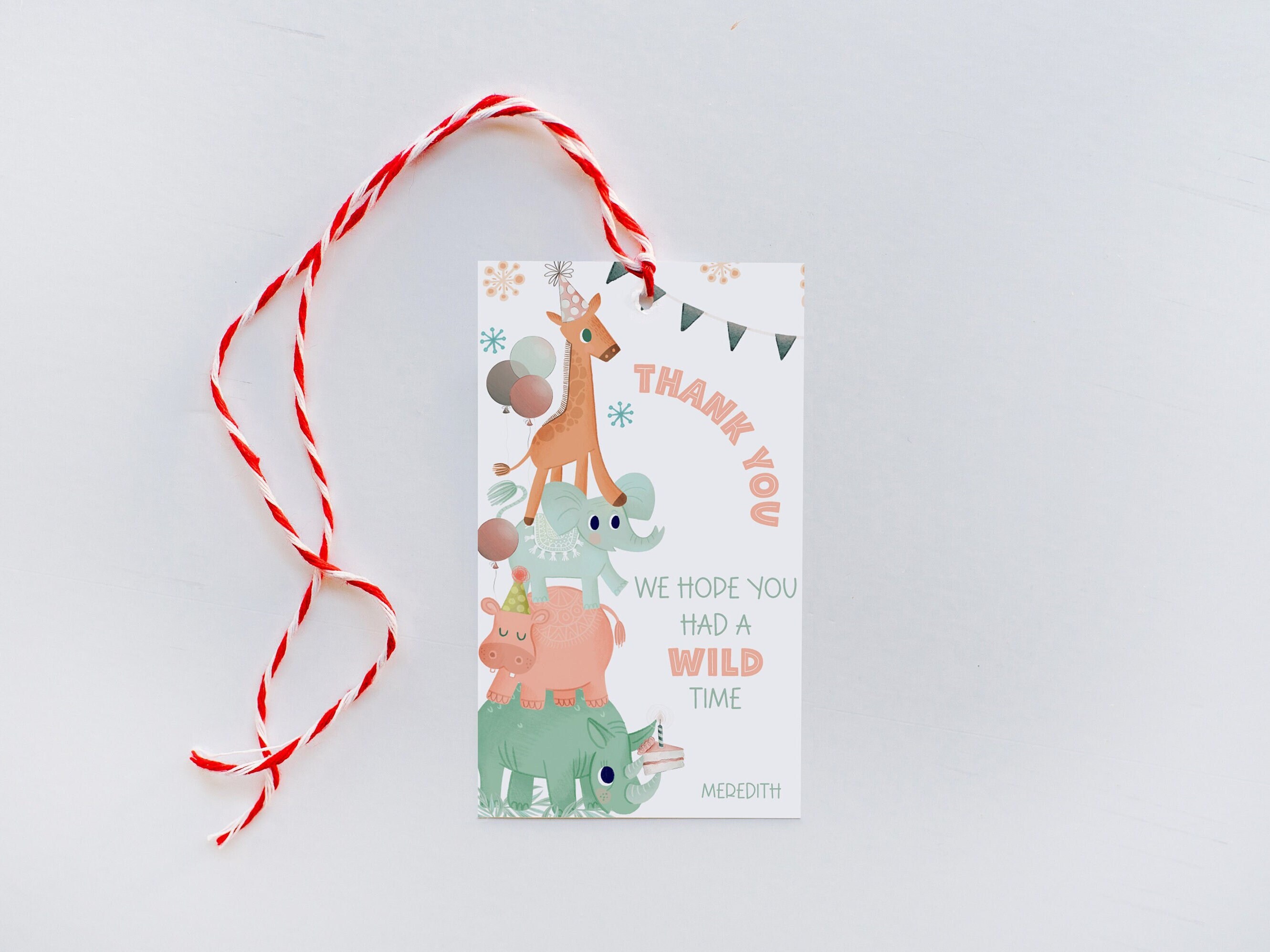 Editable Animal Birthday Thank You Tag Party Animals Favor Tags Wild ...