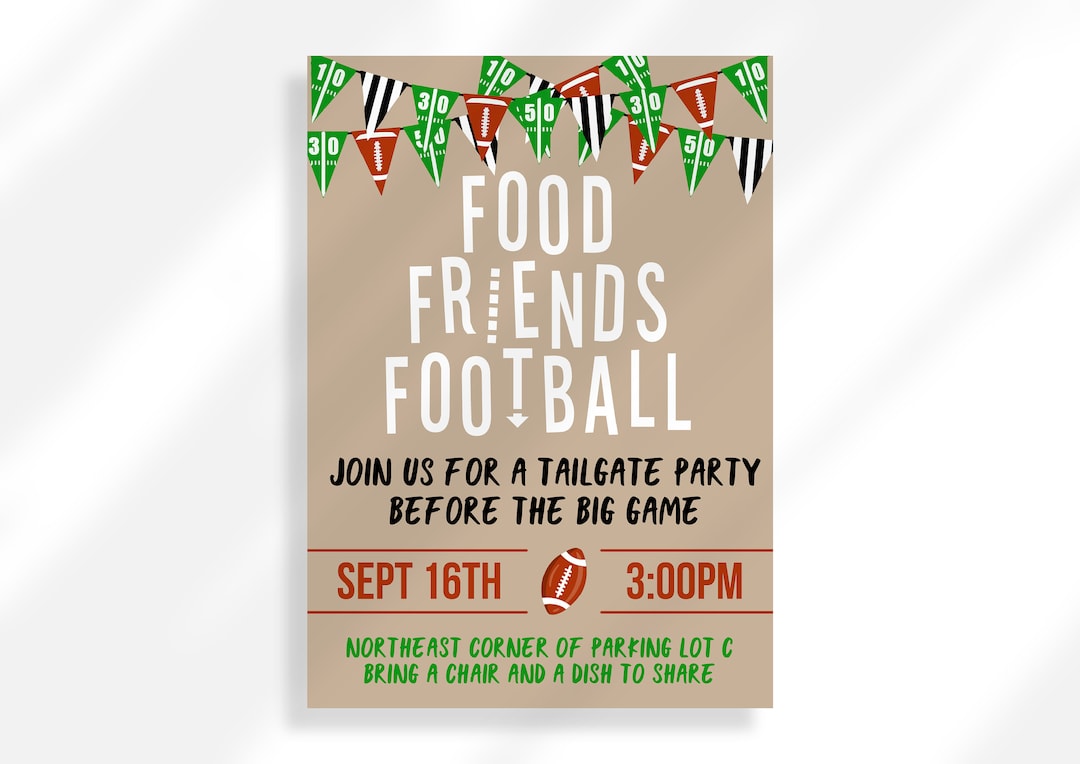 Editable Food Friends Football Invitation Digital | Food Friends ...